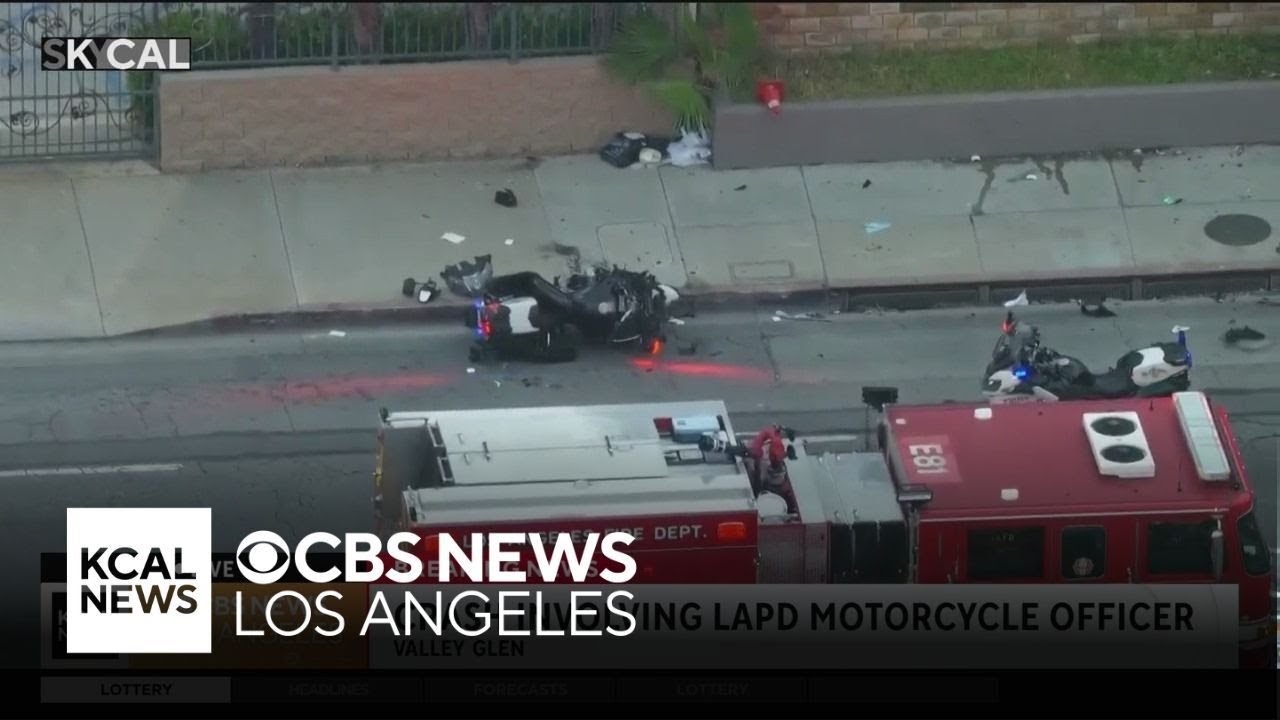 LAPD motorcycle officer injured in Valley Glen crash - YouTube