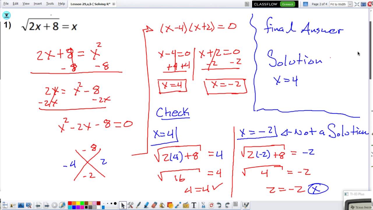 Solving Radical equations ( Equations on both sides) - YouTube