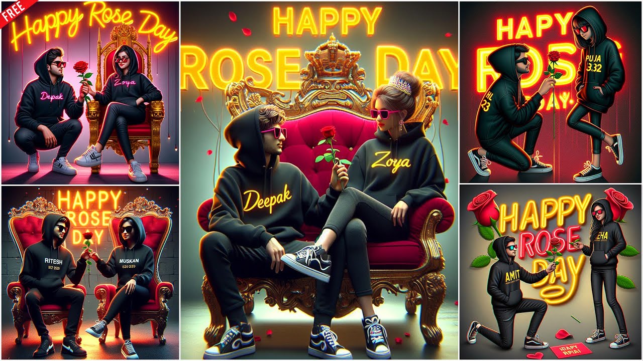 How to create Happy Rose Day couples name video editing | Bing image ...