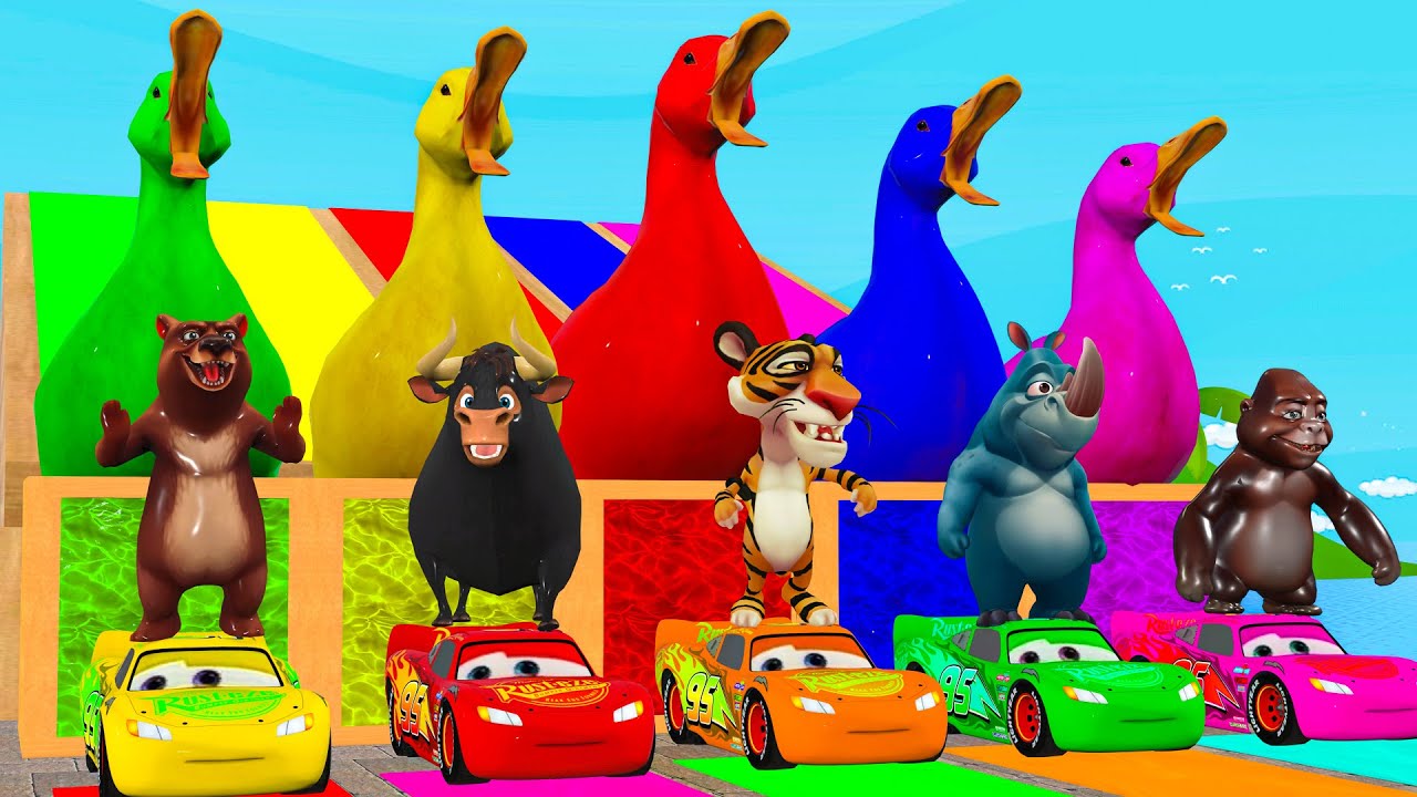 5 Giant Duck Cartoon,Cow,Elephant,Giraffe,Rhino,Bear, Paint Wild ...