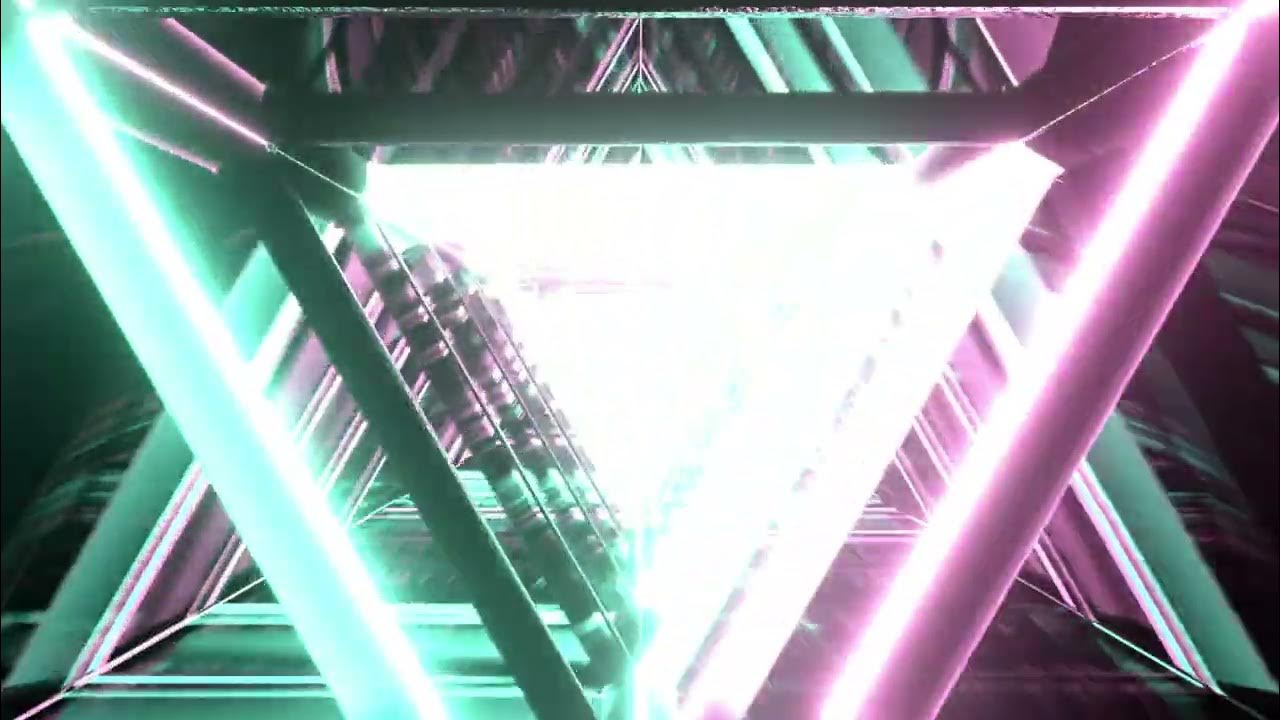 4k UltraHD Reflection Triangle Neon Digital Zoom Infinite Loop Animation Stock Free Motion ...