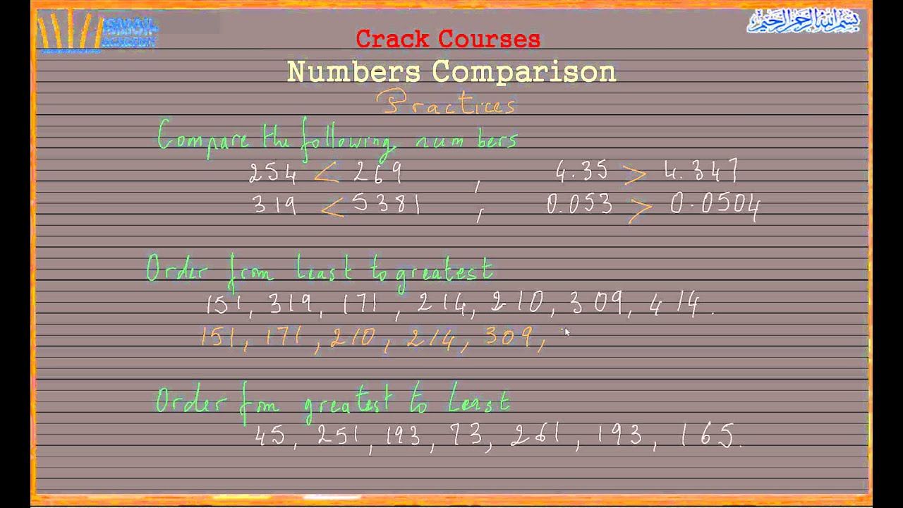 lesson 4 Numbers Comparison Example 3rd to 5th grade - YouTube