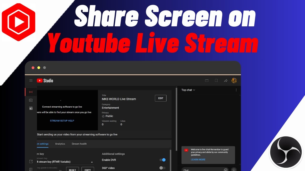 How To Show Screen On Youtube Live Stream | Share Screen On Laptop/PC ...