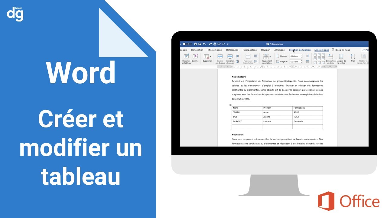 Comment faire un tableau sur Word - YouTube