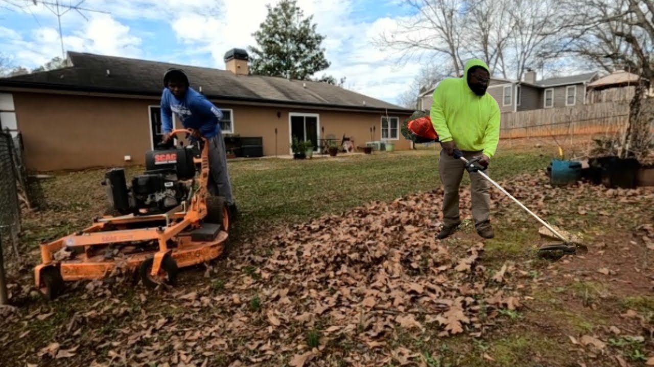 Our FIRST yard CLEAN UP of the YEAR! Our NEIGHBOR of course! - YouTube