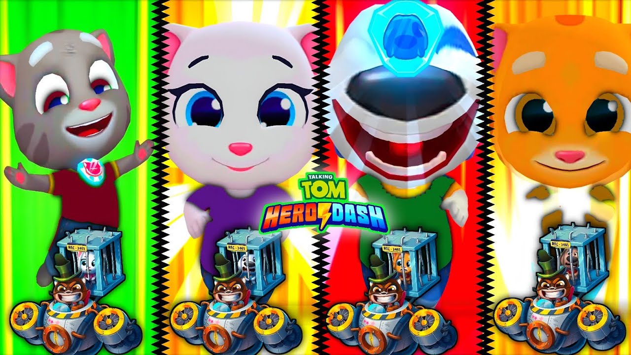 Talking Tom Hero Dash : All Colourful Super Heroes Fights To 4 Raccoons ...