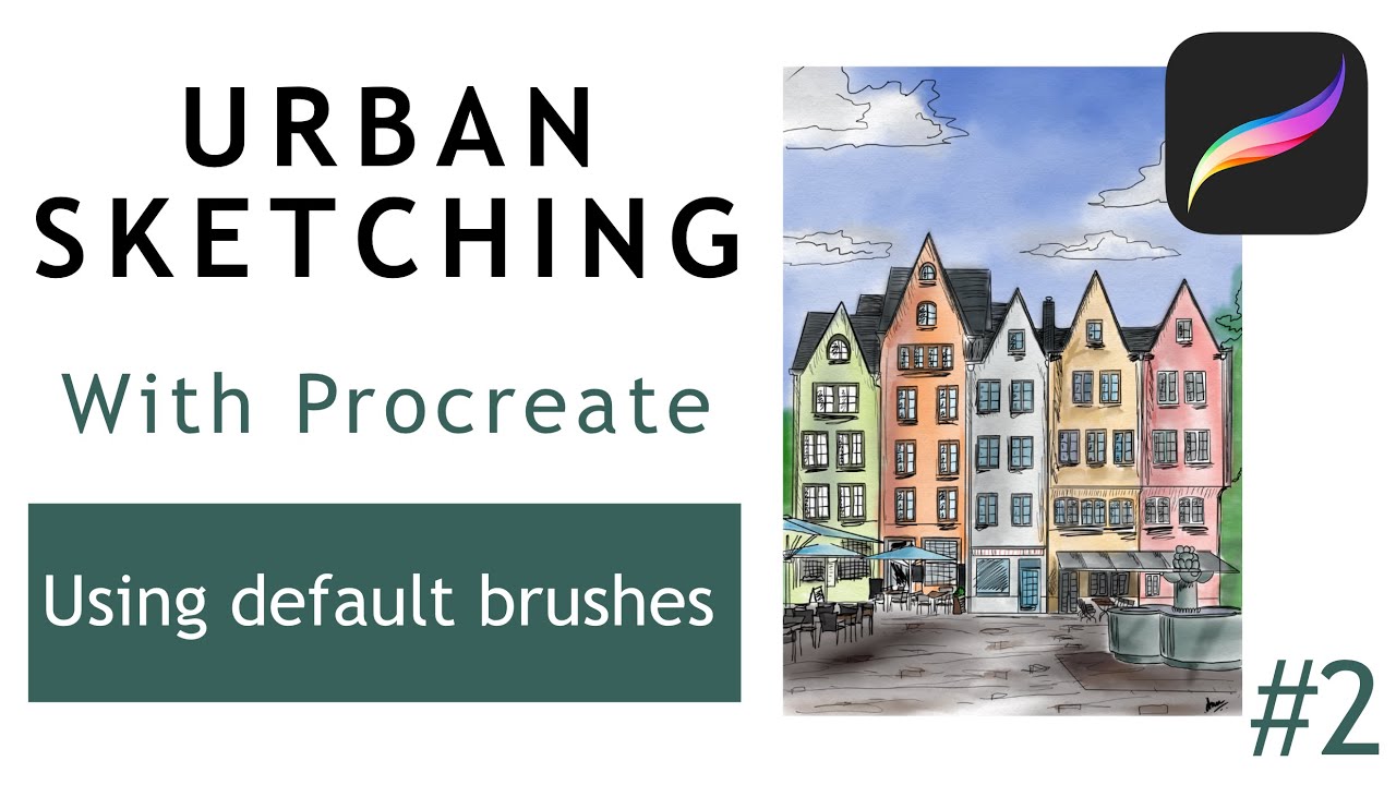 Urban Sketch in Procreate | Using only default Watercolour brushes ...