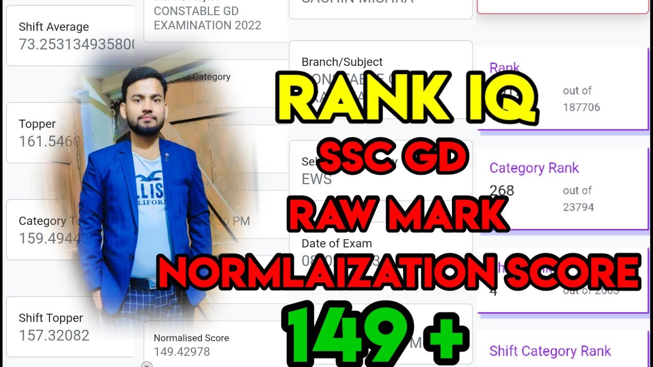 SSC GD RANK IQ -RAW MARK & NORMALIZATION SCORE (ssc gd 2022) - YouTube