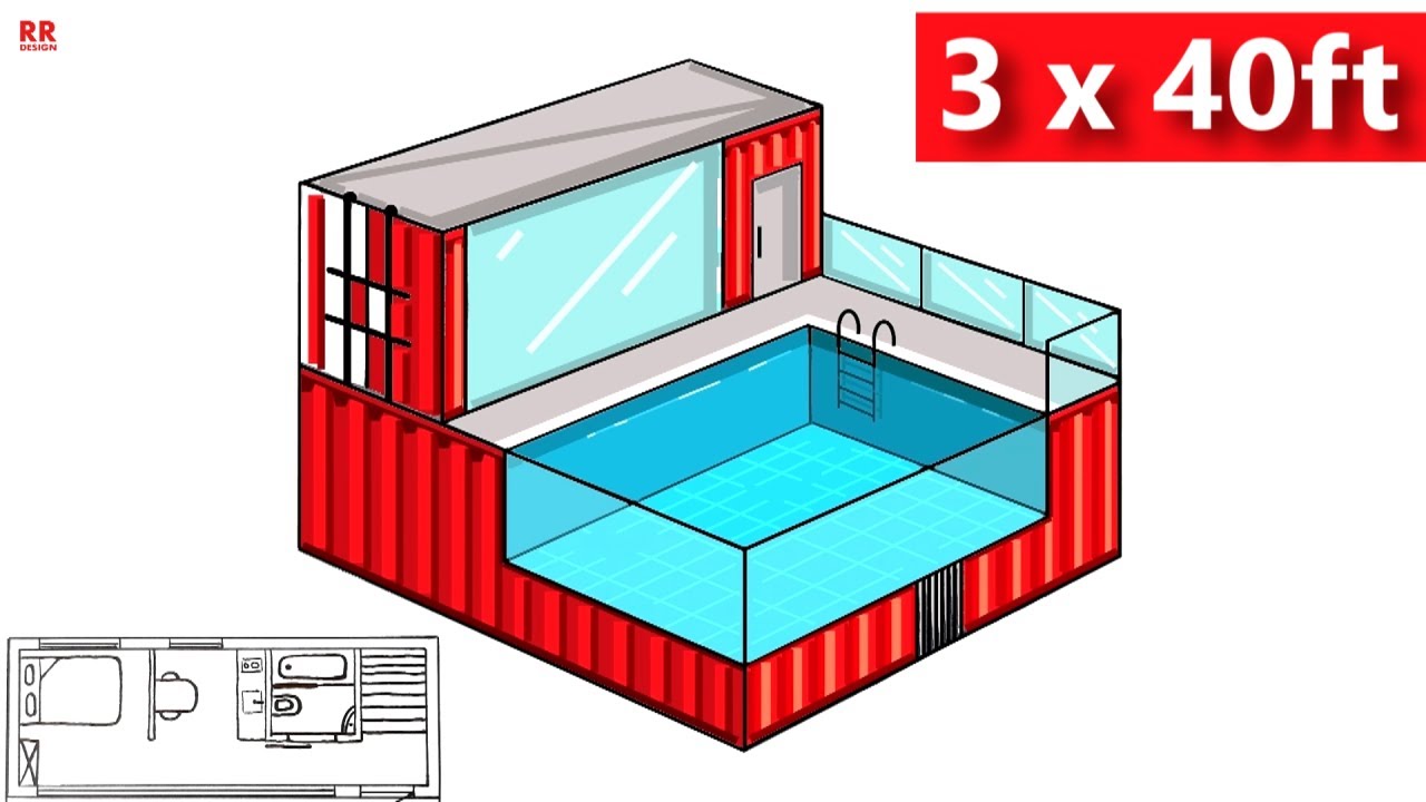 How to Draw a Minimalist Small Container House w/ a Pool - 27sqm ...
