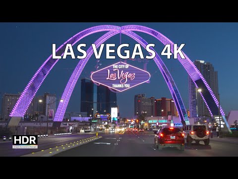 Driving Las Vegas 4K HDR - Sunset On The Strip - USA