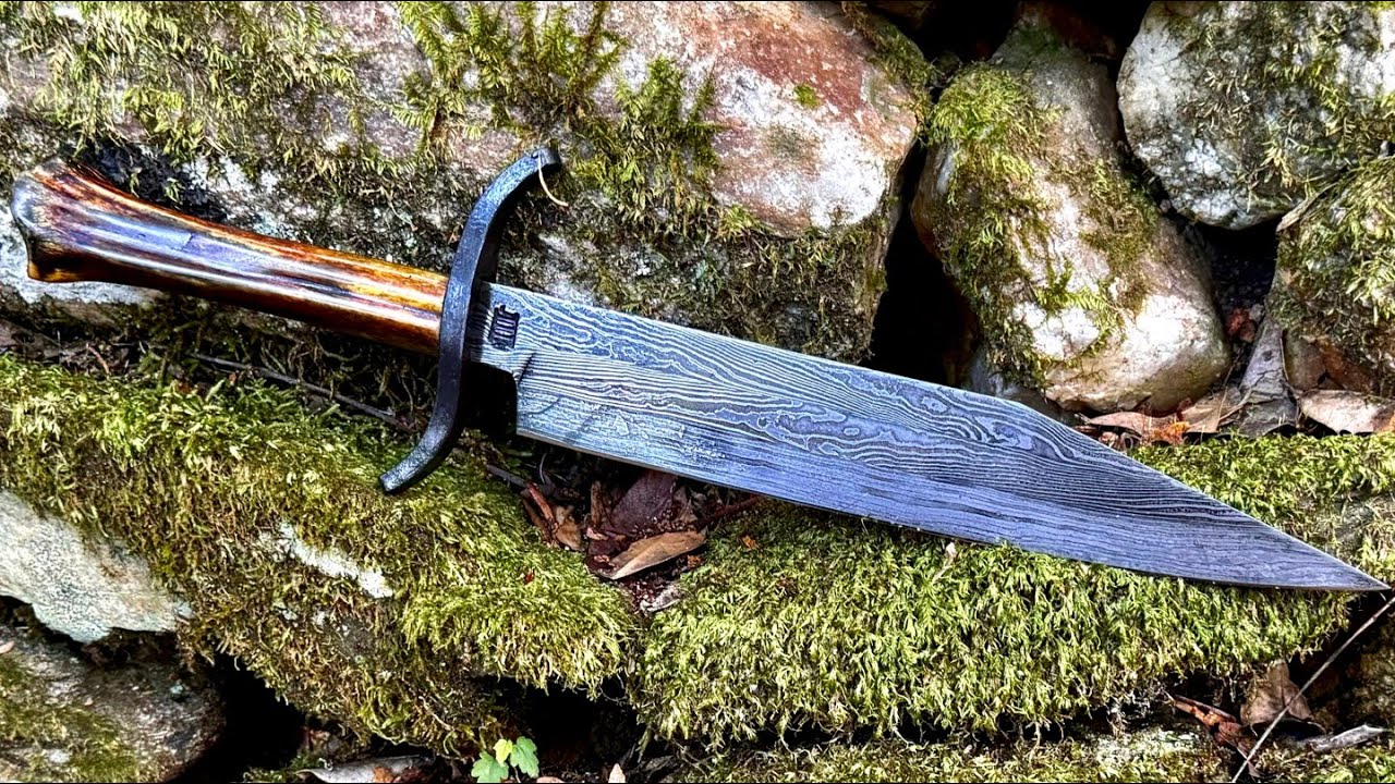 Forging a multibar damascus Bowie knife. PATREON GIVEAWAY - YouTube