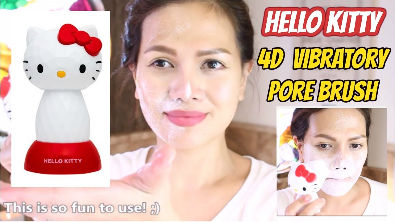 HELLO KITTY 4D Vibratory Pore Brush - White - YouTube