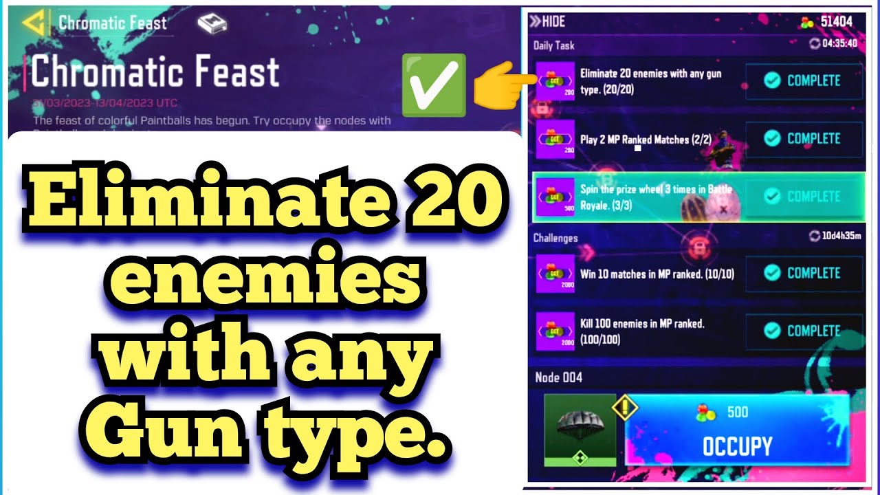 Call Of Duty Mobile Eliminate 20 enemies with any Gun type Task ...