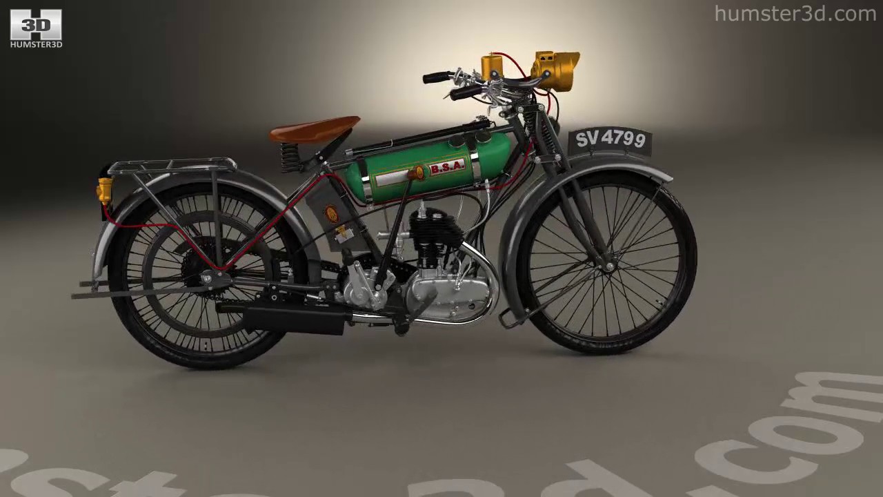 BSA Model B Round Tank 1924 3D model by 3DModels.org - YouTube