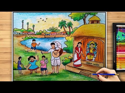 Lakshmi Puja Drawing Easy | Indian Festival Drawing For Competition ...