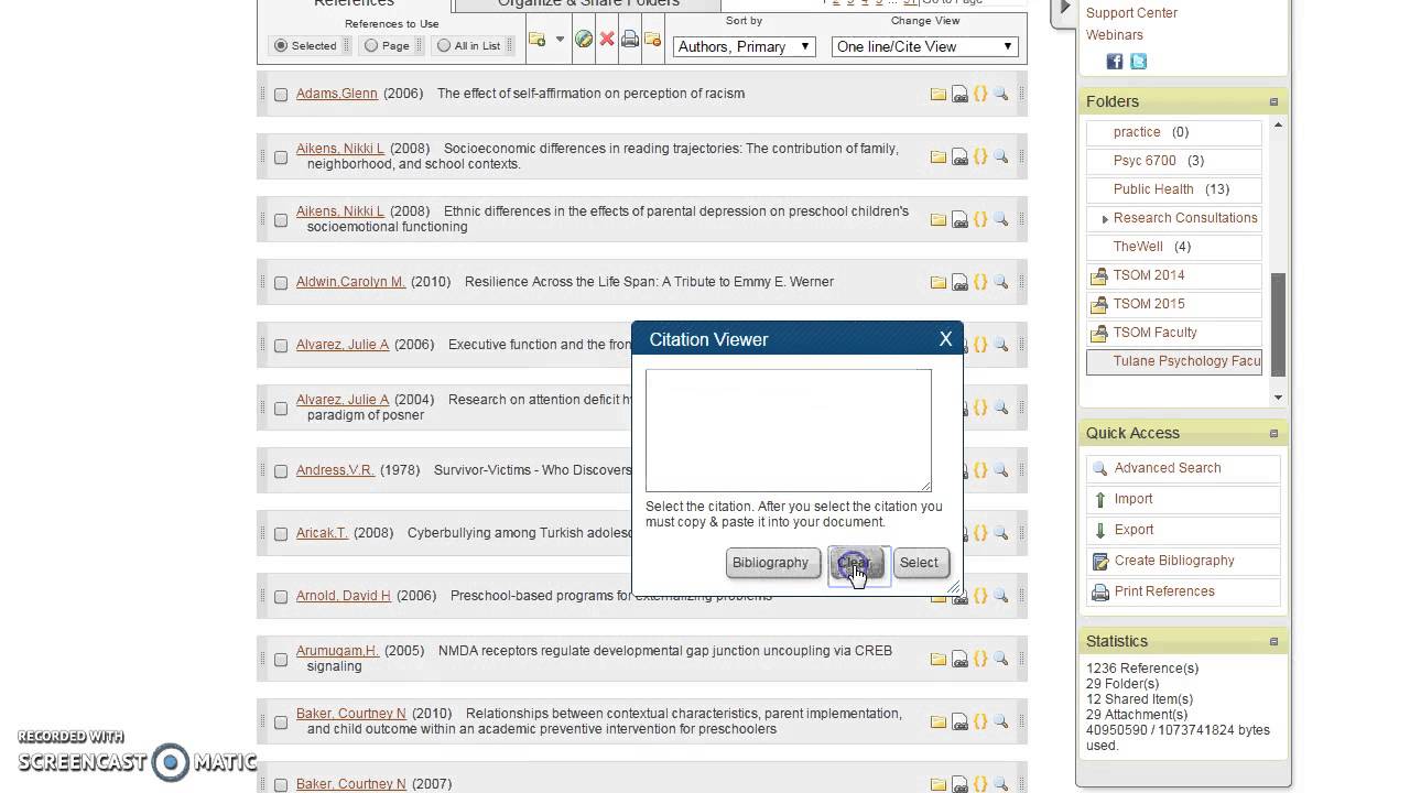 RefWorks One Line Cite Method - YouTube