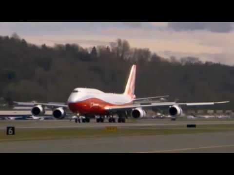 First Flight Maiden Flight Boeing 747-8 Intercontinental Landing - YouTube