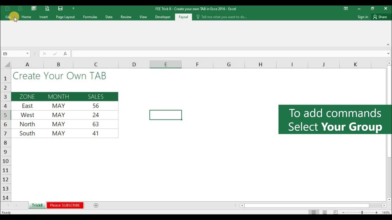 Create your own custom Tab in Excel Ribbon 2016 - YouTube