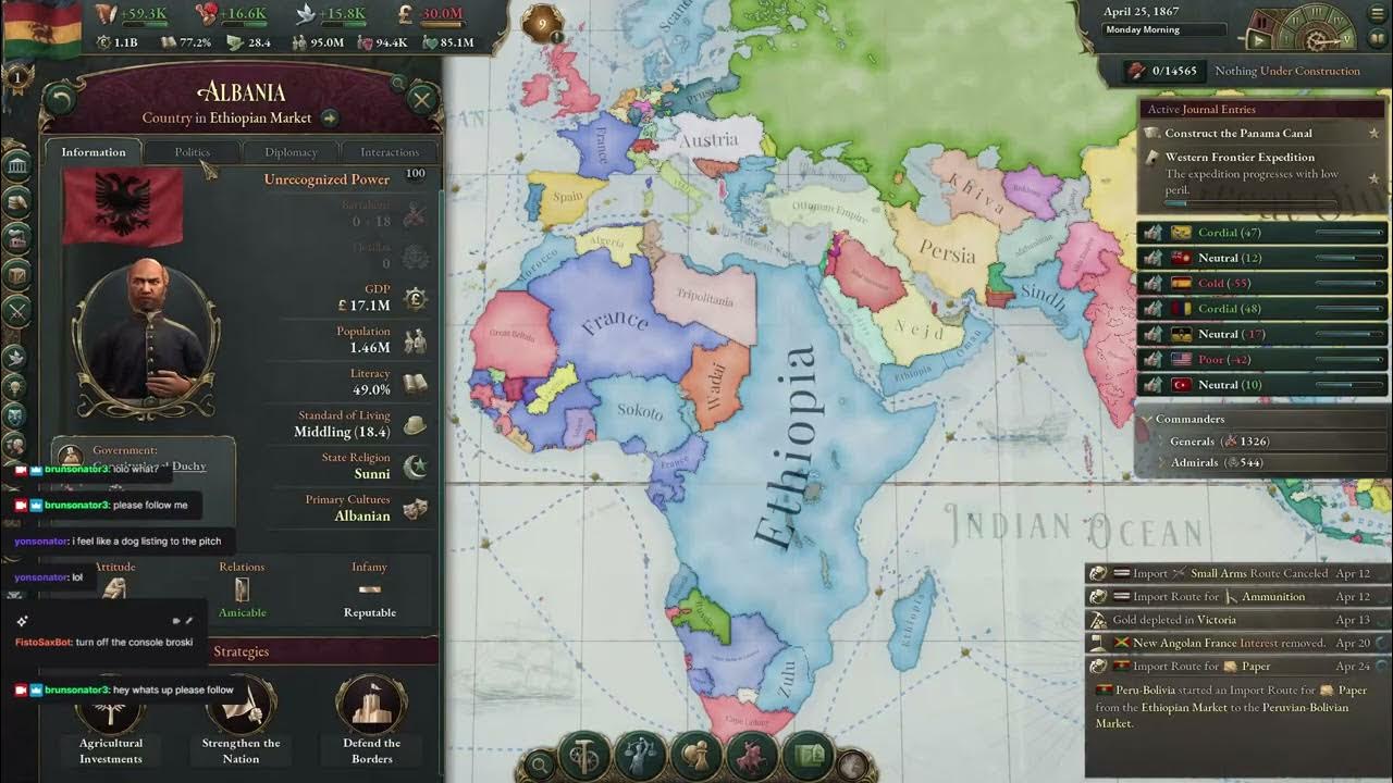 Victoria 3 Ethiopia Console Command Gameplay Pt 28 - YouTube