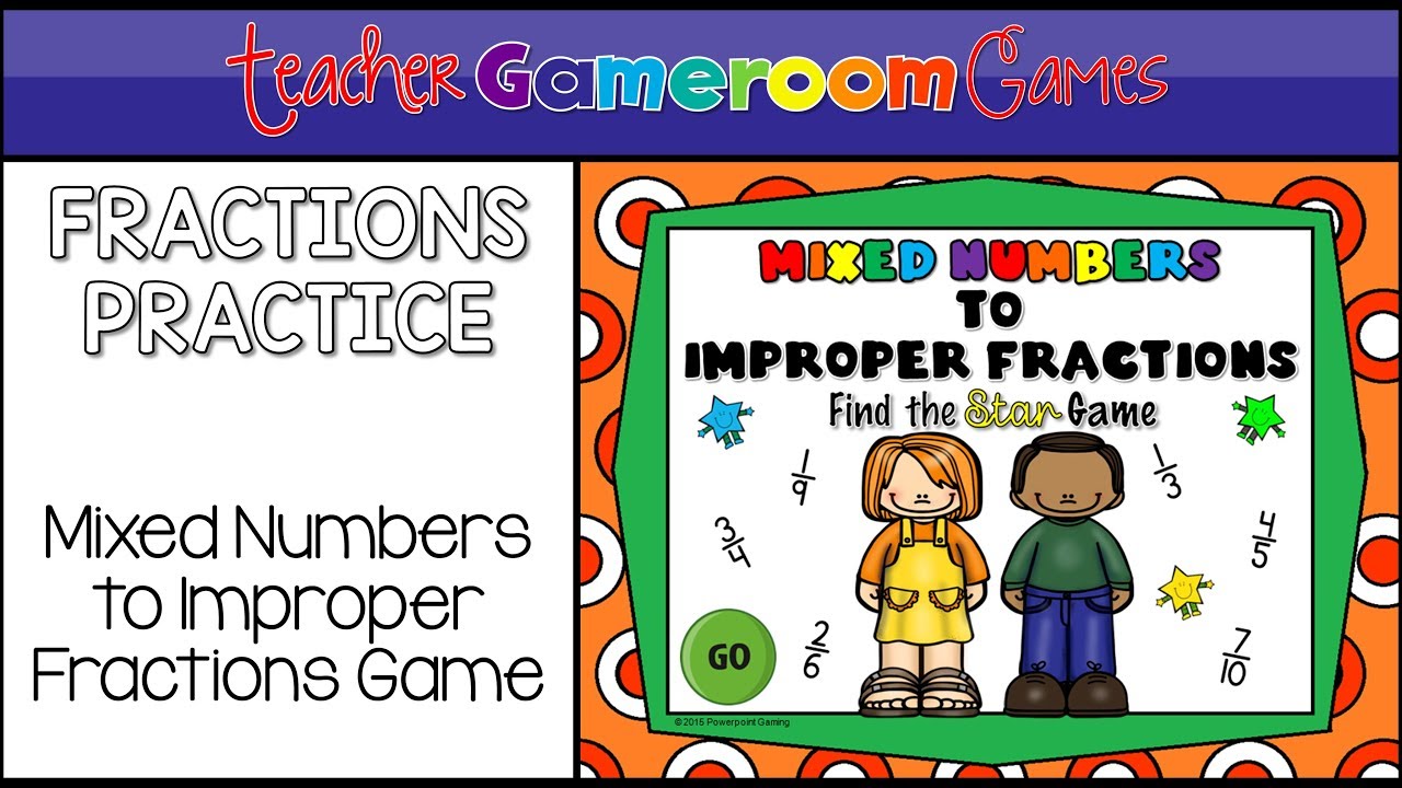 Mixed Numbers into Improper Fractions Find the Star Powerpoint Game ...