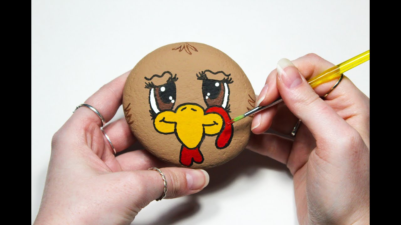 Thanksgiving Turkey Painted Rock | Step-by-Step Tutorial - YouTube
