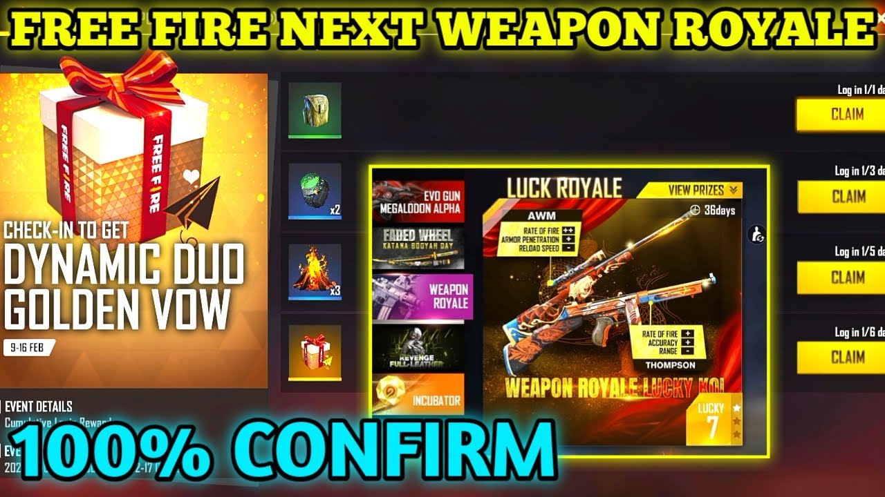 DYNAMIC DUO GOLDEN VOW FREE FIRE | FREE FIRE NEXT WEAPON ROYALE | NEXT ...