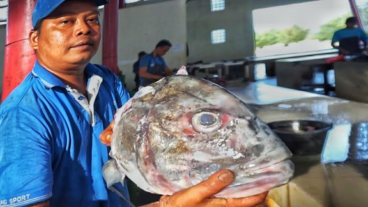 EXPERT FISH CUTTER || AMAZING CUTTING MONSTER WHITE ULUA FISH - YouTube