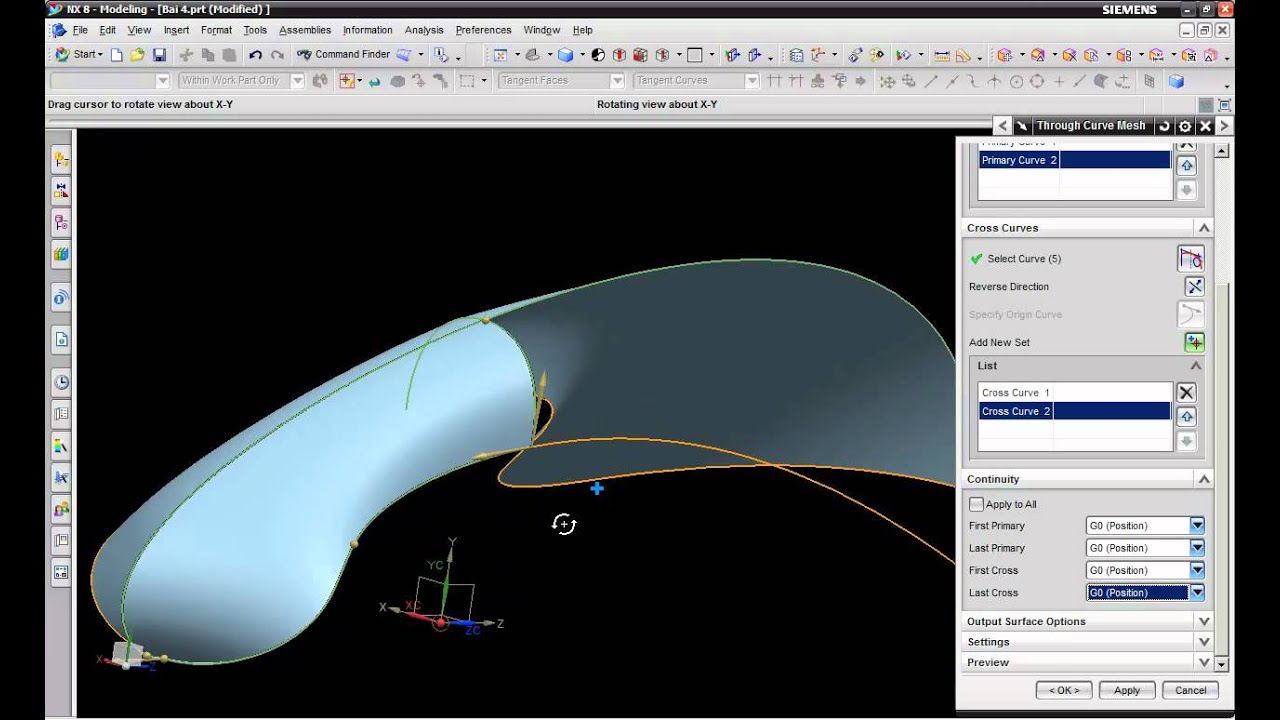 [NX8] Bai 4 (Through Curve Mesh) - YouTube