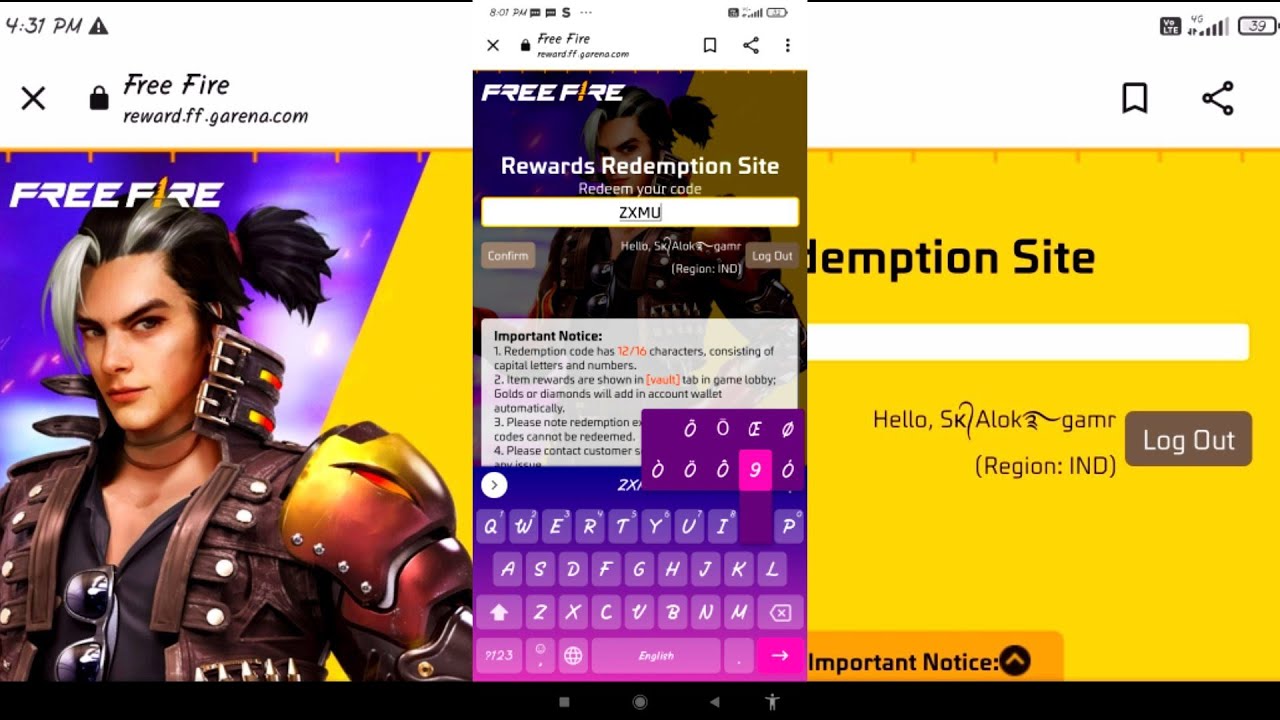 FF Kod | Free Fire Redeem code |Singapore Server Europe Server ...