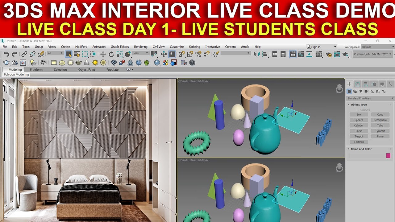 Day 1- 3DS -Max Live Class Interior Student - Basic To Professional ...
