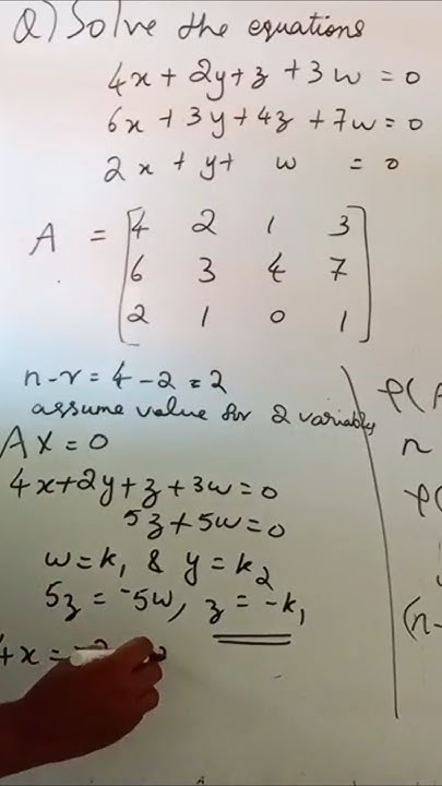 Non trivial solution in homogeneous system of equations - YouTube