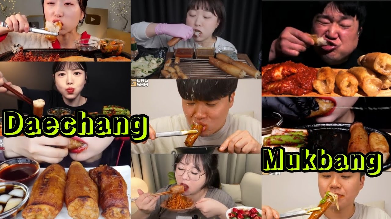 Korean Mukbangers EATING Daechang ASMR Beef intestines // USUS SAPI ...