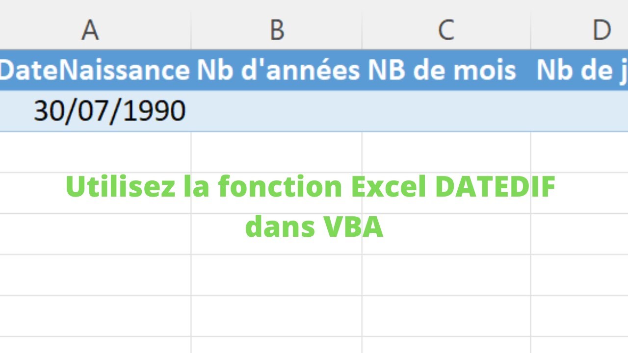 Comment utiliser la Fonction Excel DATEDIF, en VBA. - YouTube
