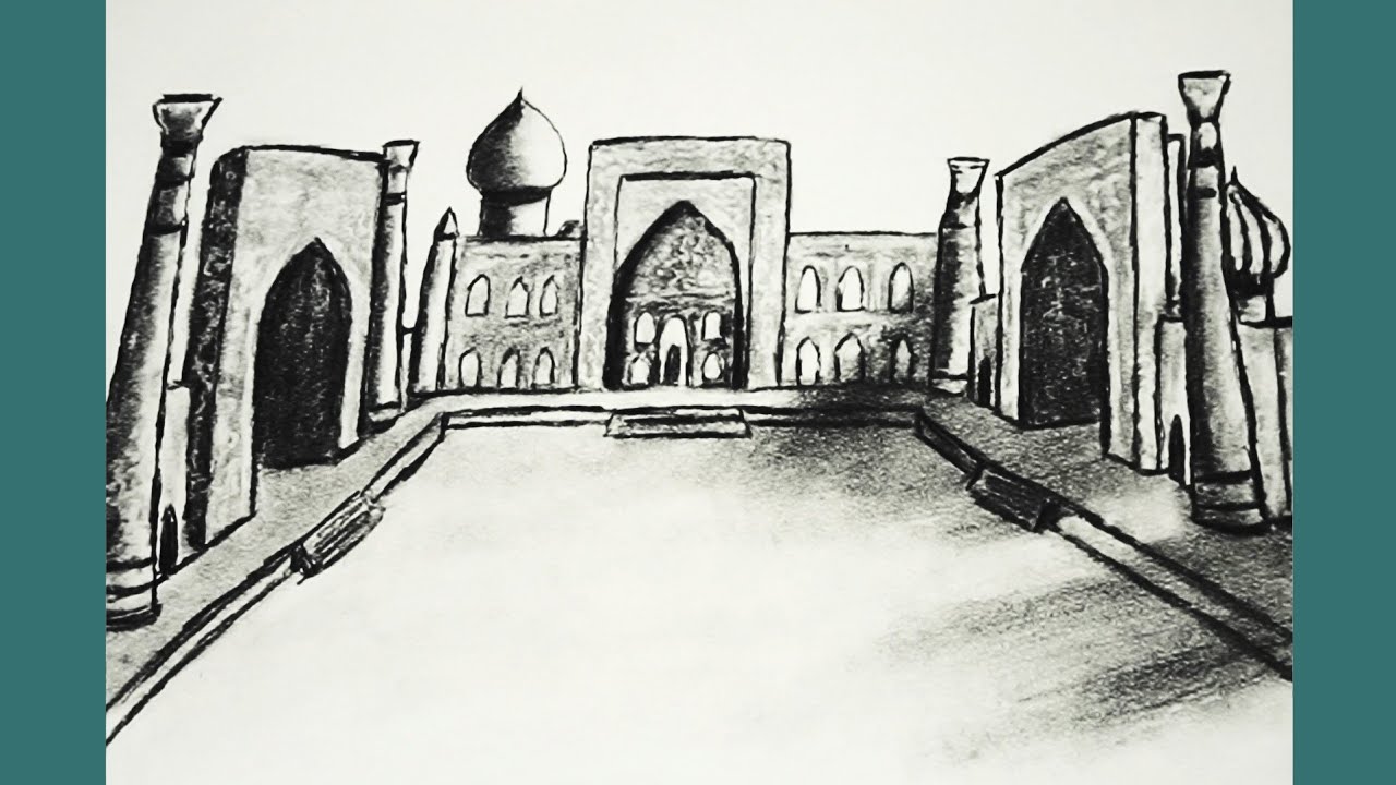 Samarkand Registan Square – Pencil Drawing - YouTube