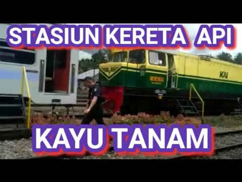 Suasana di stasiun kereta api kayu tanam - YouTube