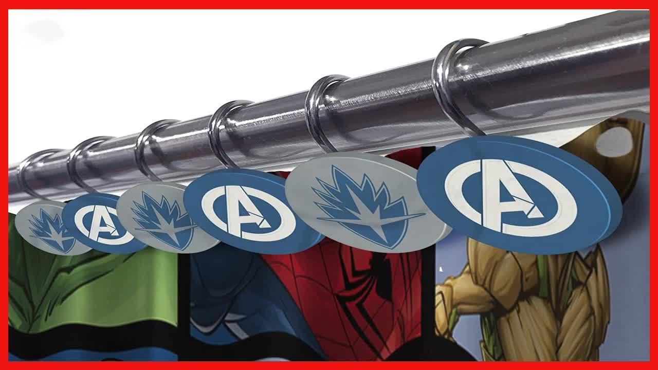 Jay Franco Marvel Avengers Team Shower Curtain & 12-Piece Hook Set ...