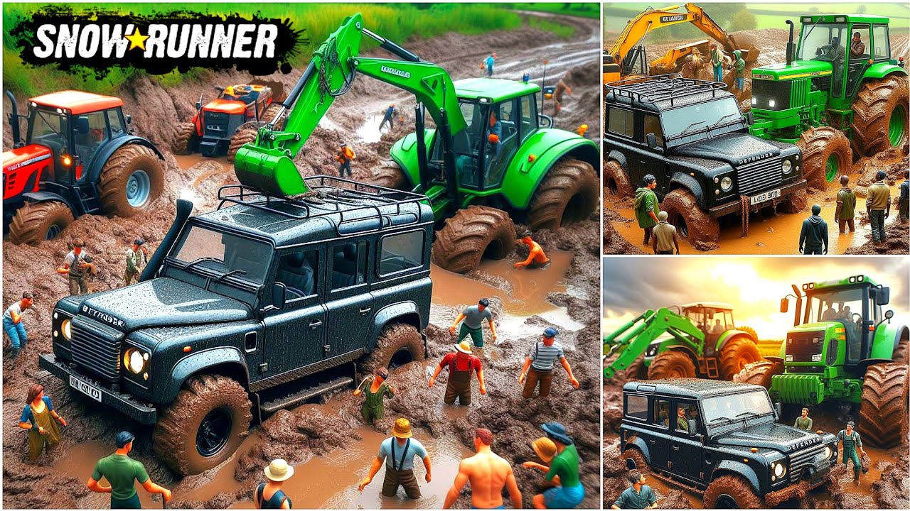 New 6x6 Defender Stuck In Mud | Desi Small Tractor Vs New Defender ...