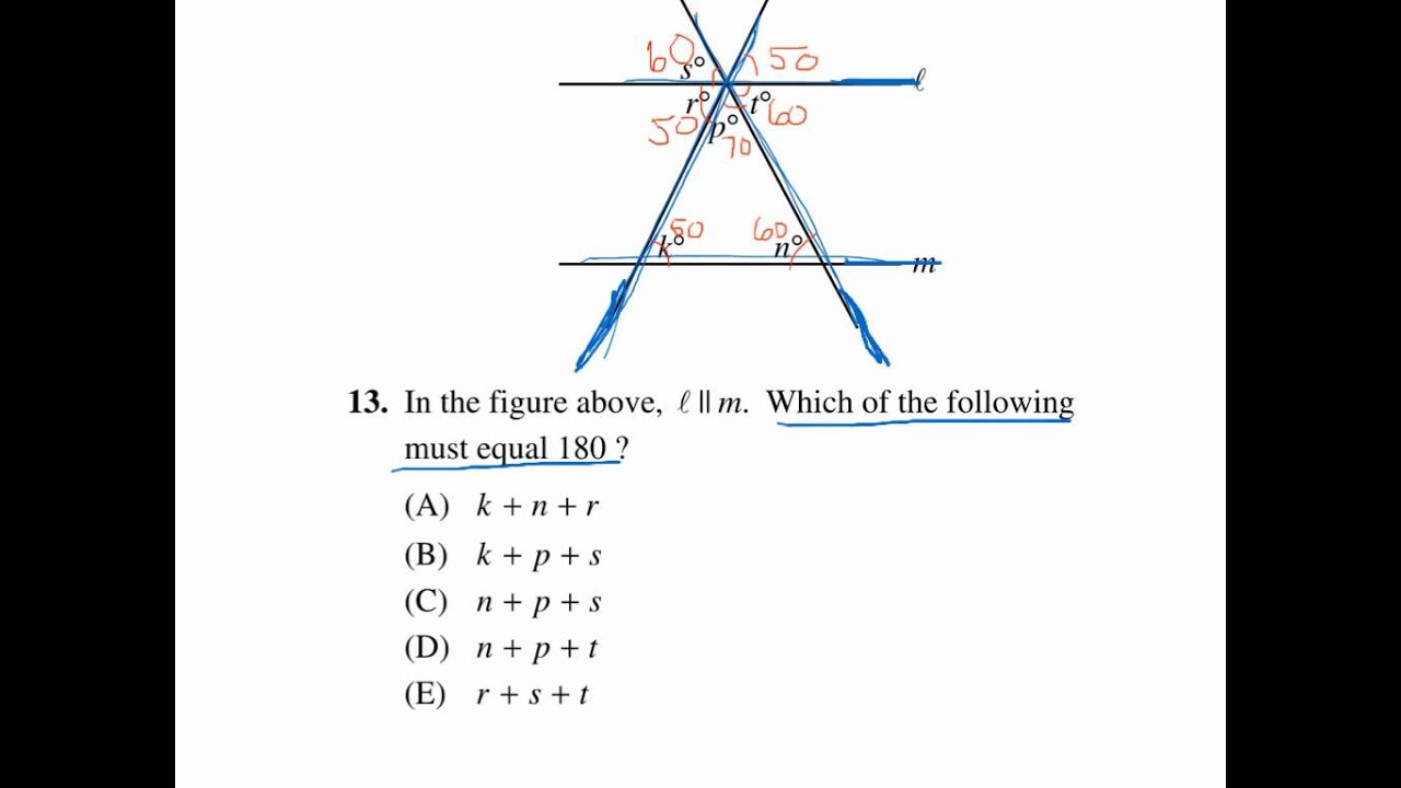SAT Math - Angles and Parallel Lines - YouTube