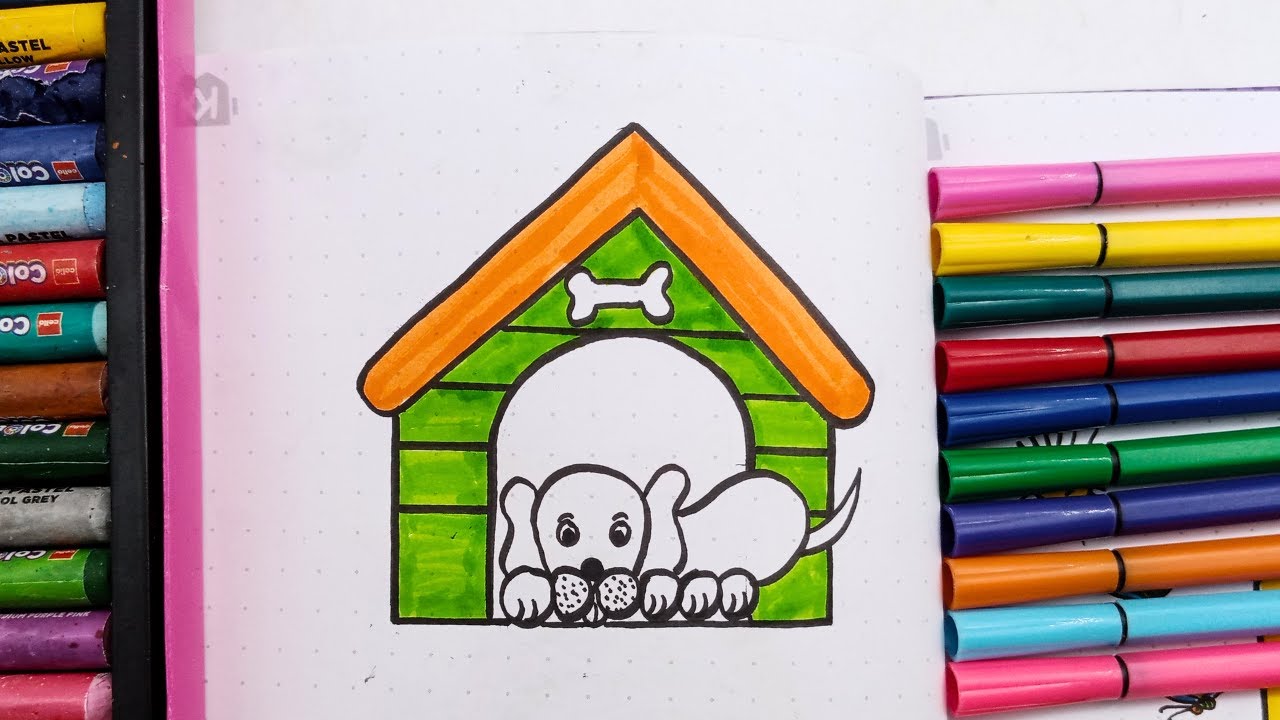 How to draw a dog in a kennel ll step by step tutorial ll easy dog ...