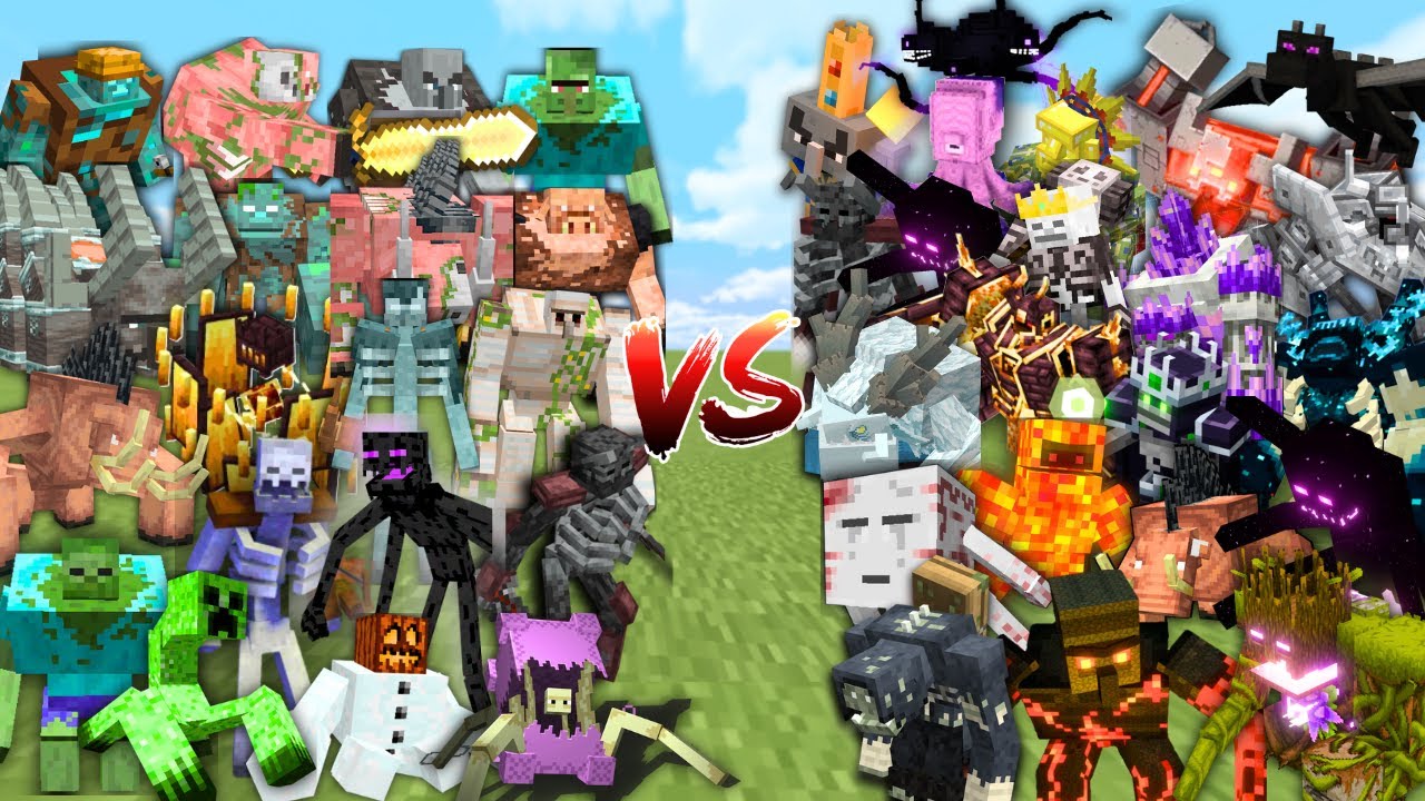 EVERY MINECRAFT BOSSES vs MUTANT MOBS BATTLE in Minecraft Mob Battle ...