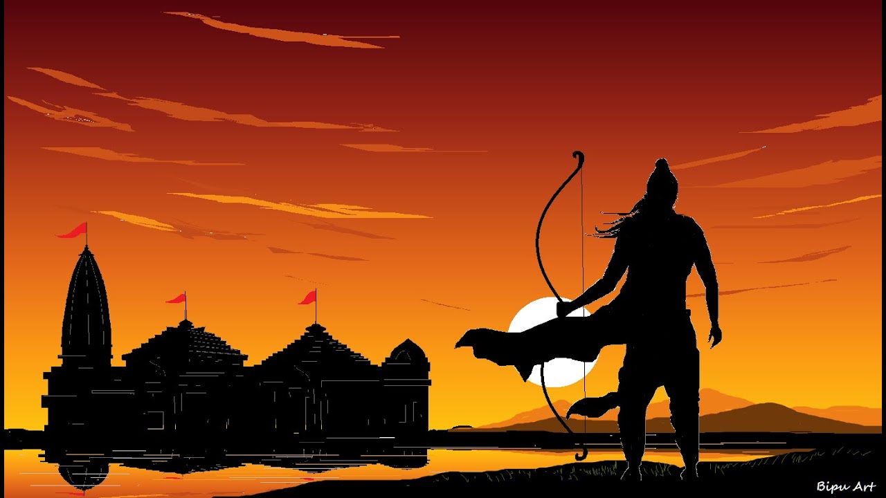 Lord Rama Drawing On Ms Paint| Ram Mandir Drawing On Ms Paint | How to ...