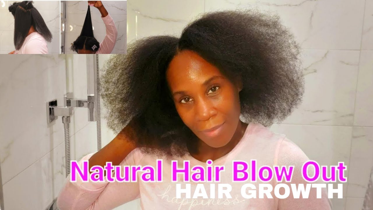 Natural Hair: Fluffy Blow Out | Length Check |Hair Growth - YouTube