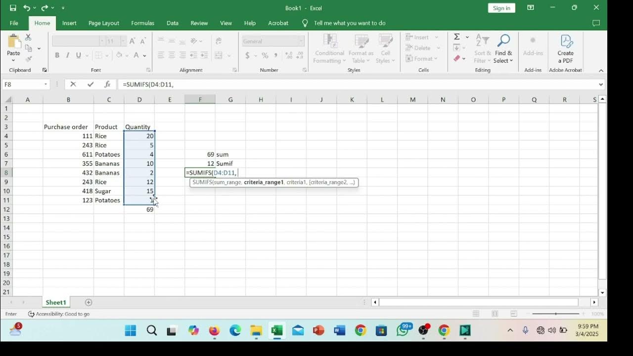 Learn to use SUM, SUMIF, and SUMIFS in Microsoft Excel. - YouTube