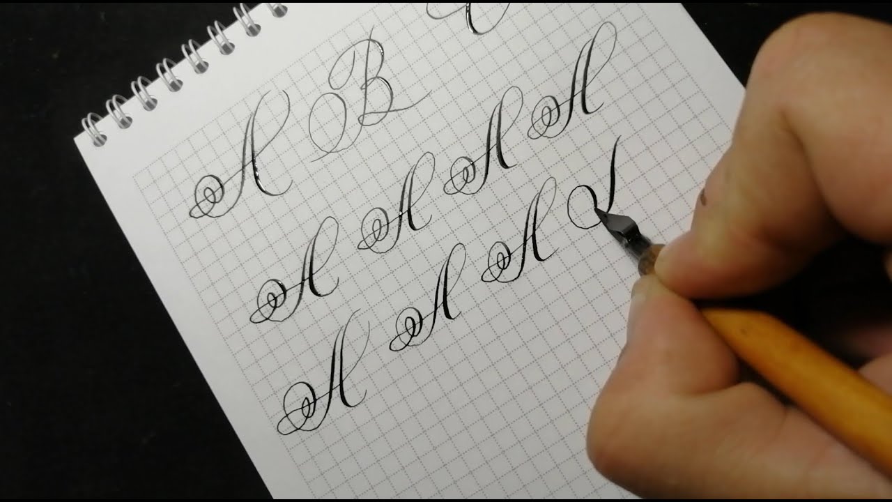 Different ways to write the letter A with a pointed pen. The ...