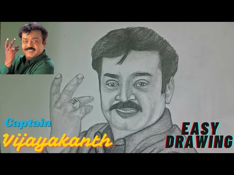 Captain Vijayakanth pencil drawing tutorial | How to draw Vijayakanth ...