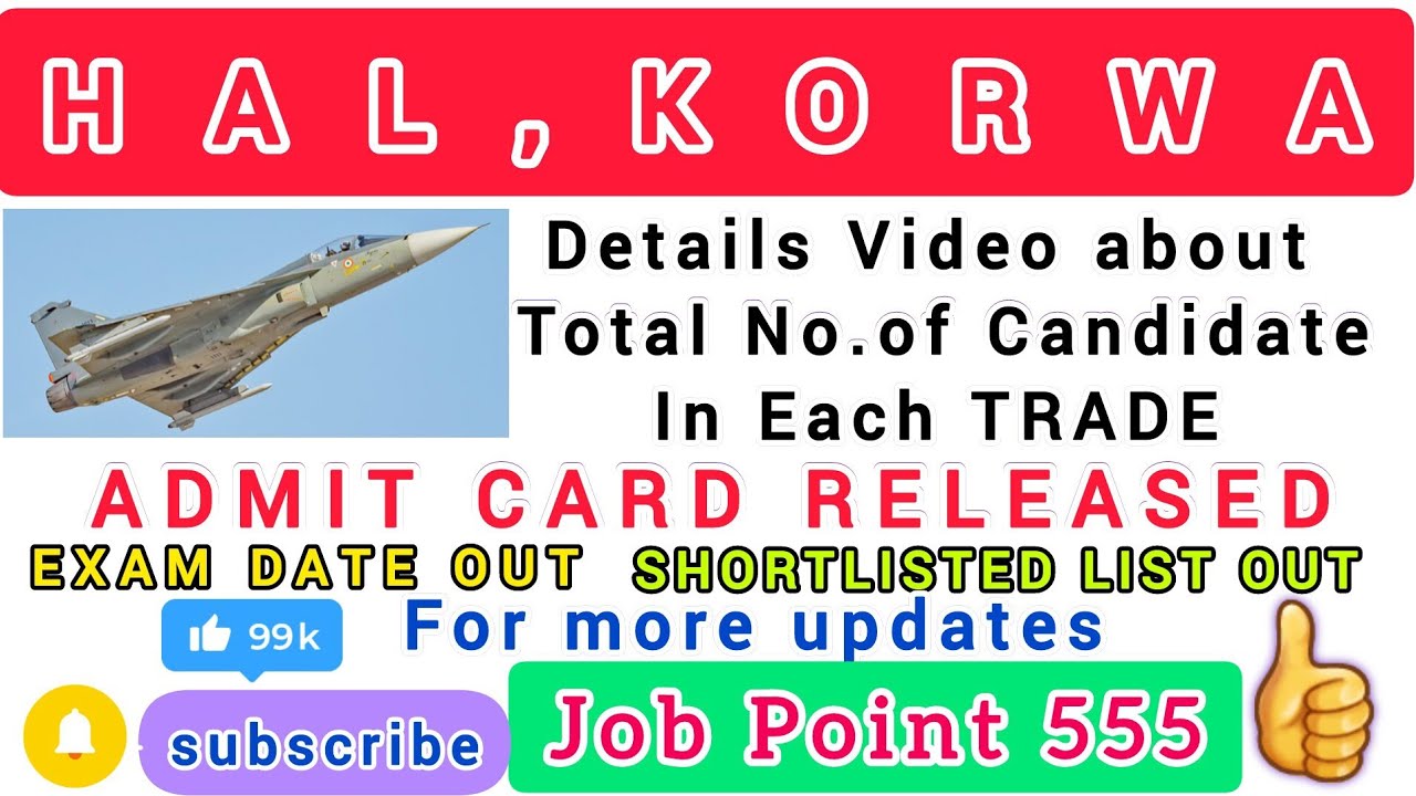 HAL KORWA | HAL TECHNICIAN EXAM DATE ANNOUNCED | HAL KORWA ADMIT CARD ...