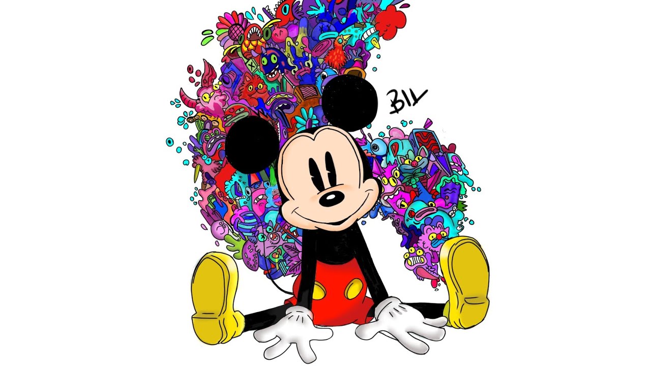 Menggambar Mickey Mouse dan doodle art ( Draw Mickey mouse with doodle ...