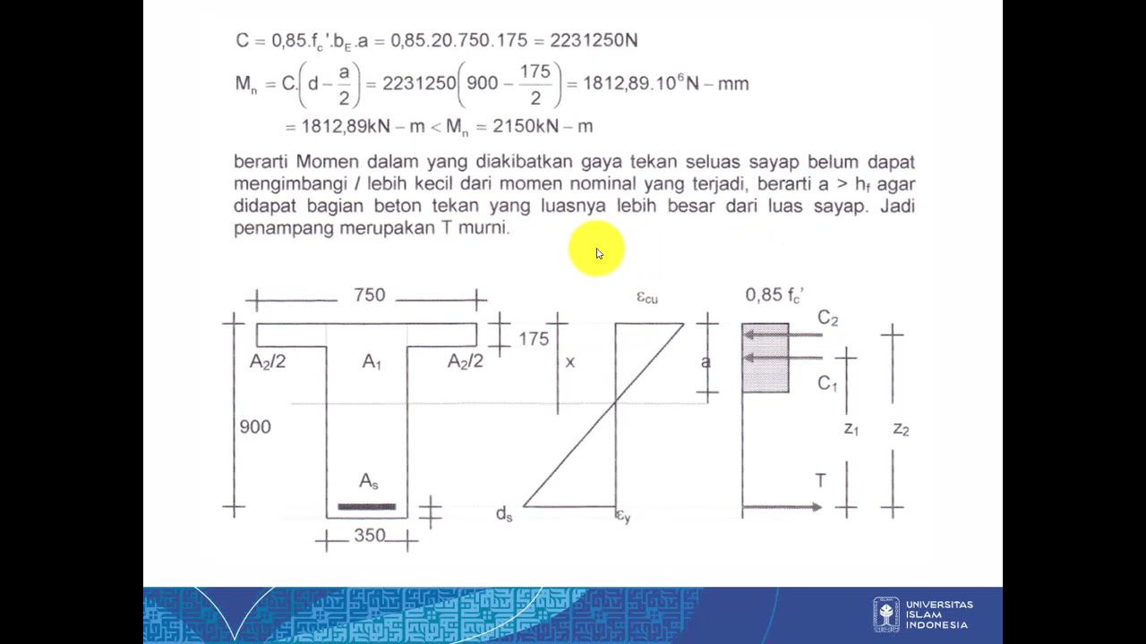 10d Desain Plat dan Balok Beton. Contoh Desain Penampang Balok T case 1 ...