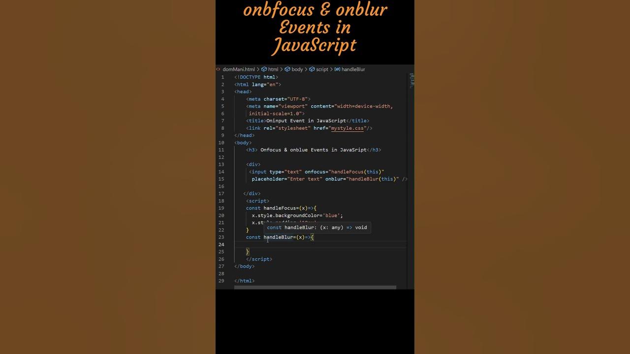Onfocus And Onblur Events In Javascript Youtube
