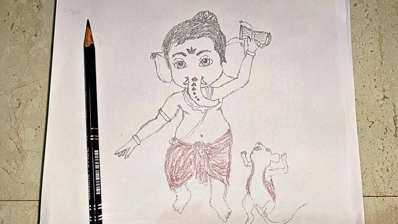 Bal Ganesha drawing | Lord Shree Ganesha Drawing | How To Draw Bal ...